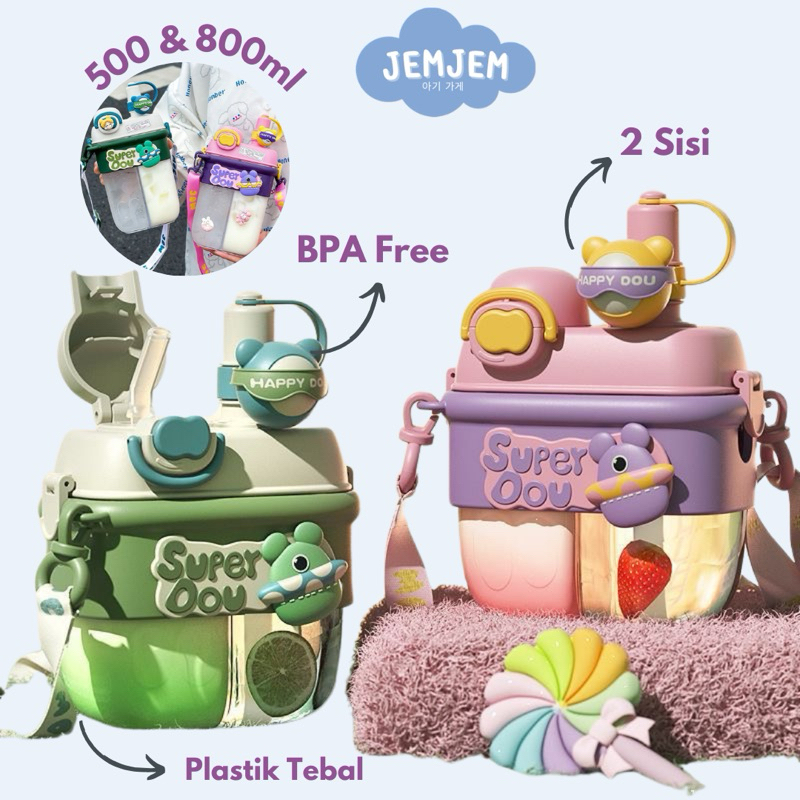 Jual Jemjem Botol Minum Anak Lucu Dua Sisi 500ml dan 800ml | Shopee Indonesia