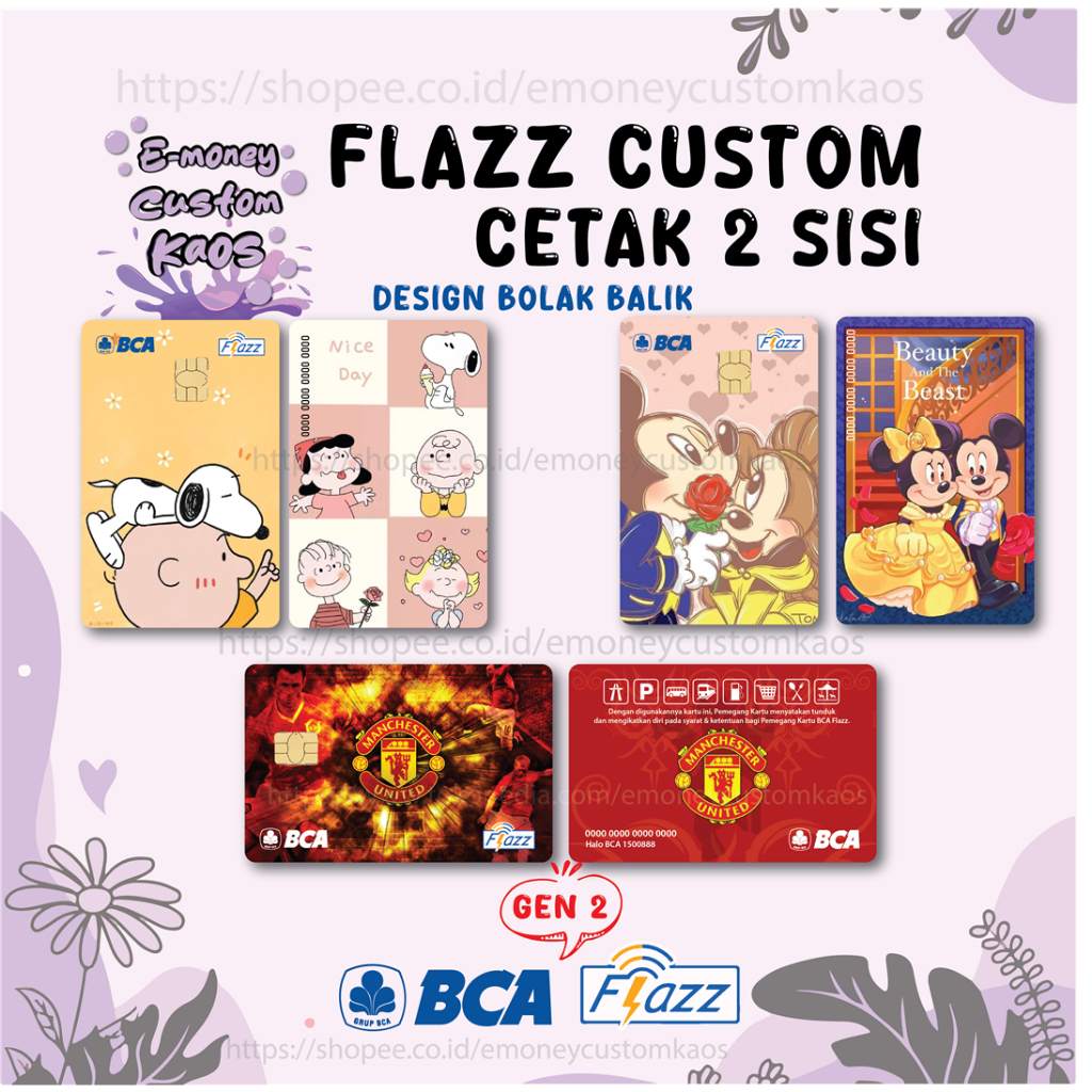 Jual CUSTOM KARTU FLAZZ BCA BEBAS EMONEY ETOLL E-MONEY DESIGN CUSTOM ...