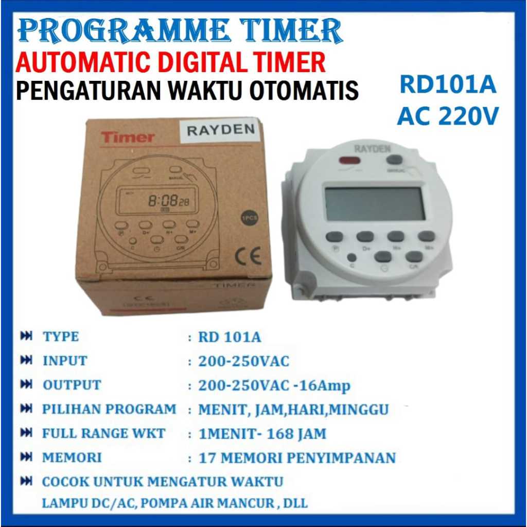 Jual DIGITAL TIMER 16A AC PLN 220V KONTROL LISTRIK PLN 220V DC RD101A | Shopee Indonesia