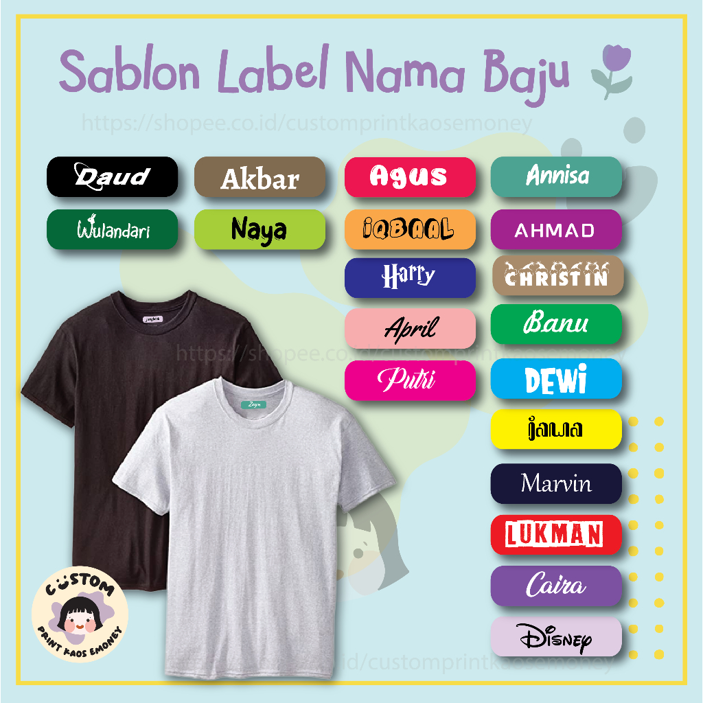Jual CUSTOM LABEL NAMA KAOS SERAGAM SEKOLAH ANAK STIKER SABLON SETRIKA ...