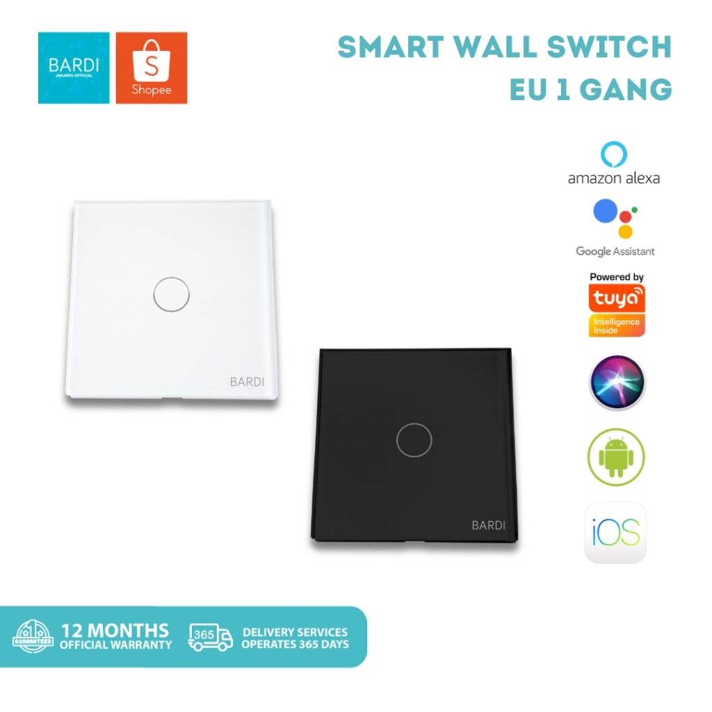 Jual BARDI SMART WALL SWITCH 1 GANG WHITE BLACK - Bardi Smart Saklar ...