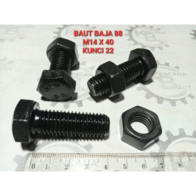 Jual BAUT MUR BAJA 88 M14 X 40 HITAM KUNCI 22 PANJANG 4 CM | Shopee Indonesia