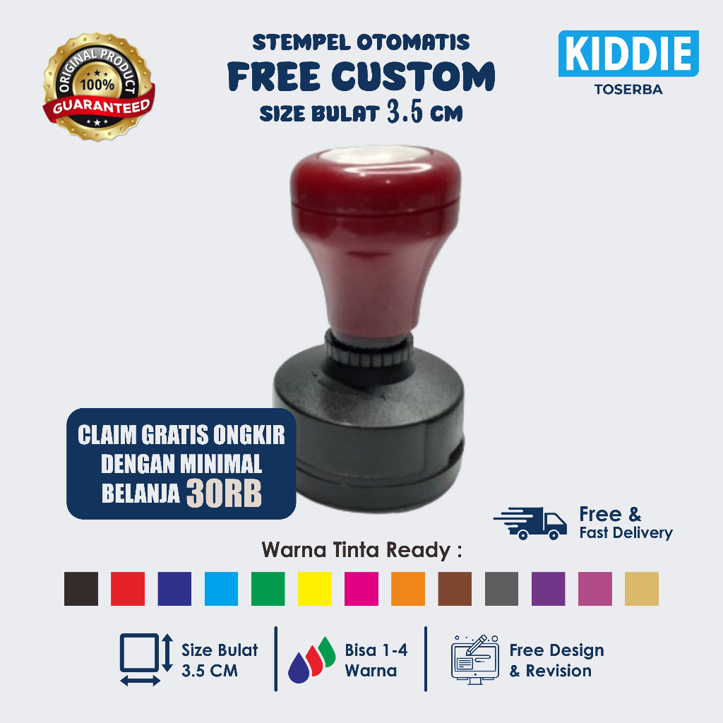 Jual Stempel Custom Otomatis Bulat 3,5 CM - Stempel Flash - Free Custom ...