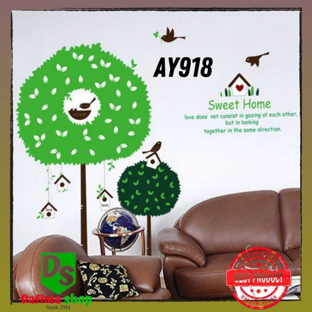 Jual Wallsticker Dinding Uk.60x90 Burung Pohon Hijau AY918 | Shopee ...