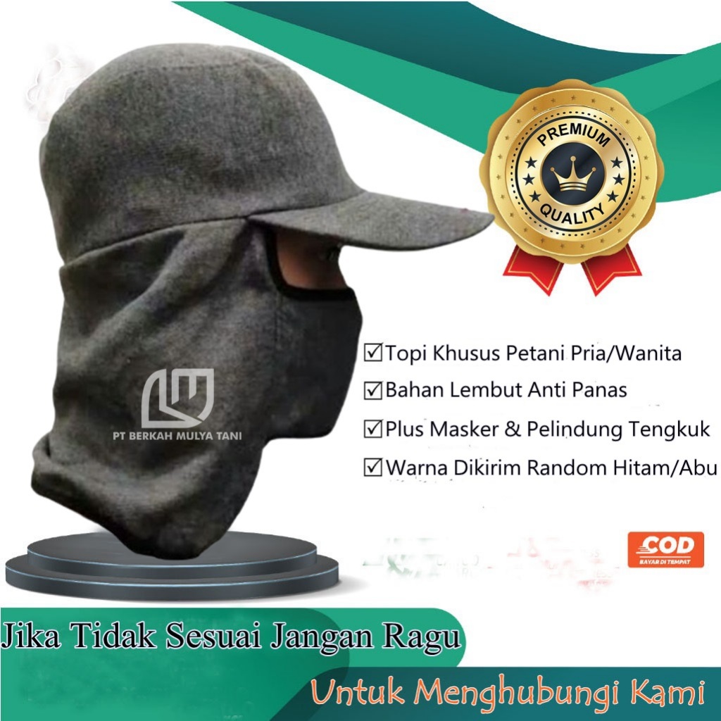 Jual Topi Berkebun Anti Panas Khusus Petani Plus Masker Warna Random ...