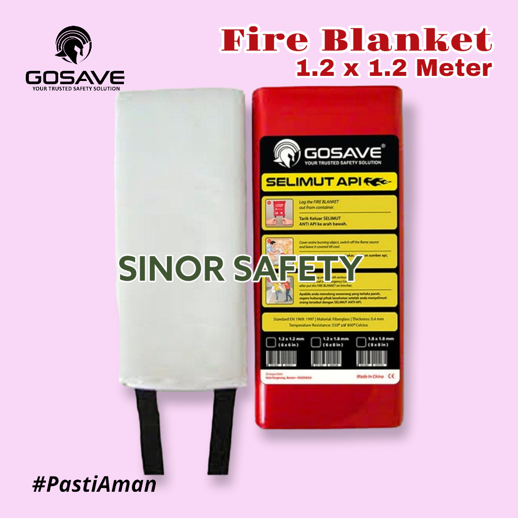 Jual Fire Blanket 1.2 x 1.2 Mtr GOSAVE BOX Selimut Safety Pemadam Kebakaran | Shopee Indonesia