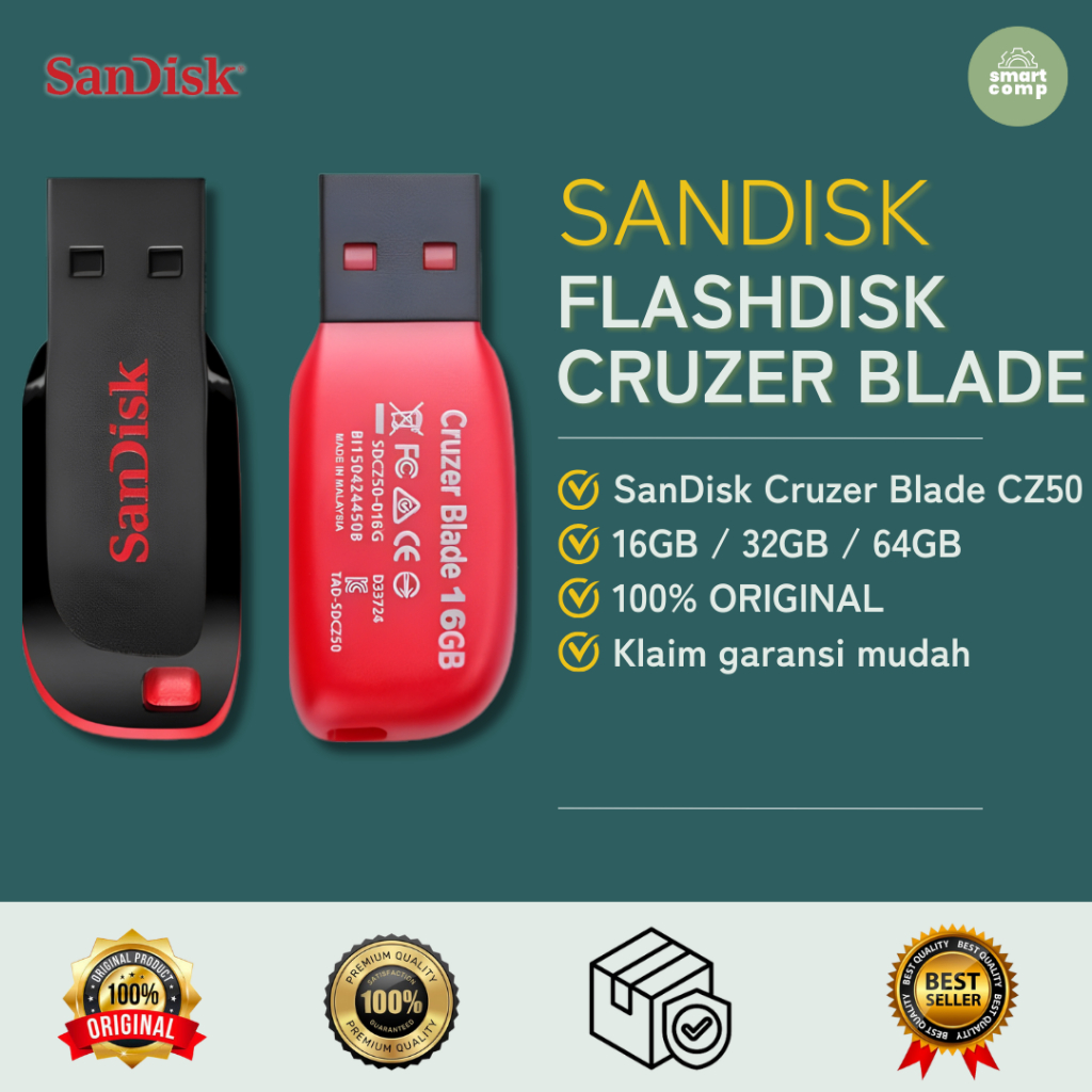 Jual SanDisk Cruzer Blade 8GB / 16GB / 32GB/64GB Flashdisk USB 2.0 16GB ...