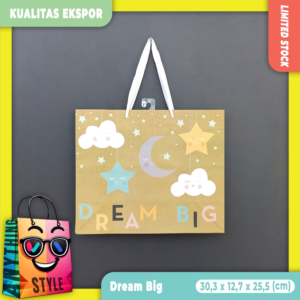 Jual [ Isi 1 ] Paper Bag / Tas Kertas Motif Lucu Imut Gambar Bulan dan ...
