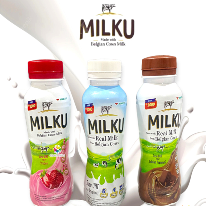 Jual Milku Susu UHT Coklat Strawberry Original Botol 200ml | Shopee ...