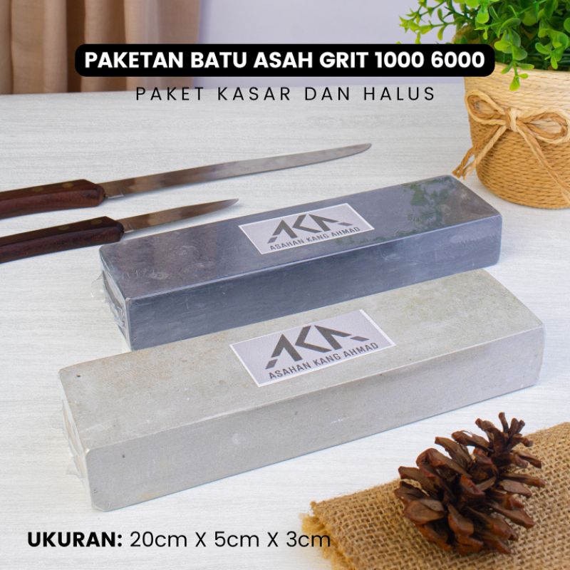 Jual Asahan Kang Ahmad Batu Asah Pisau Golok Asli Alam 1 Paket Isi 2