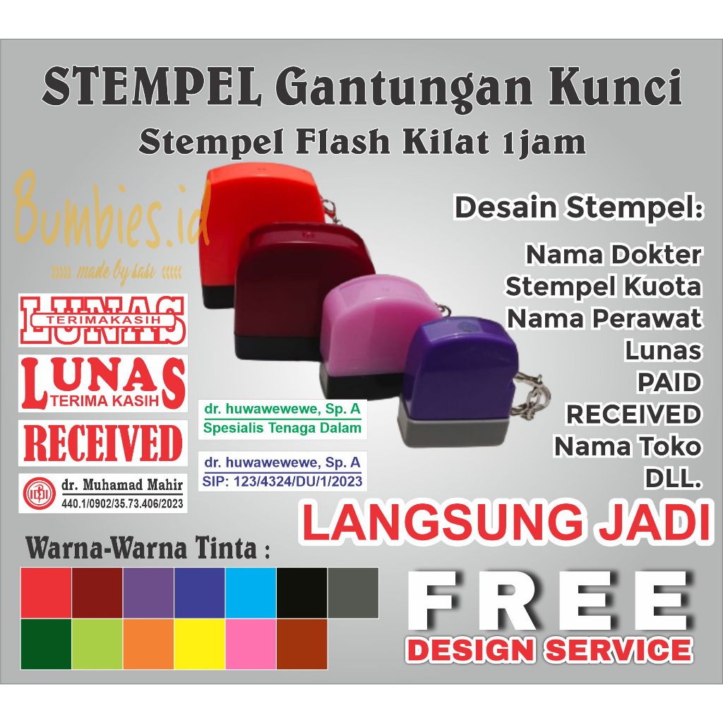 Jual STEMPEL NAMA FLASH MINI GANCI ( GANTUNGAN KUNCI ) Stempel DOKTER BIDAN PERAWAT APOTEKER ...