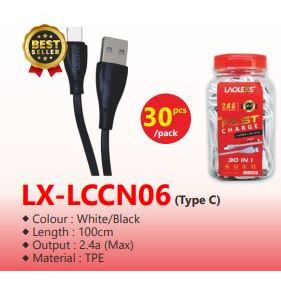 Jual LAOLEXS CABLE LC-CN06 TYPE C TOPLES ( Isi 30 ) Fast Charging 2.4A ...