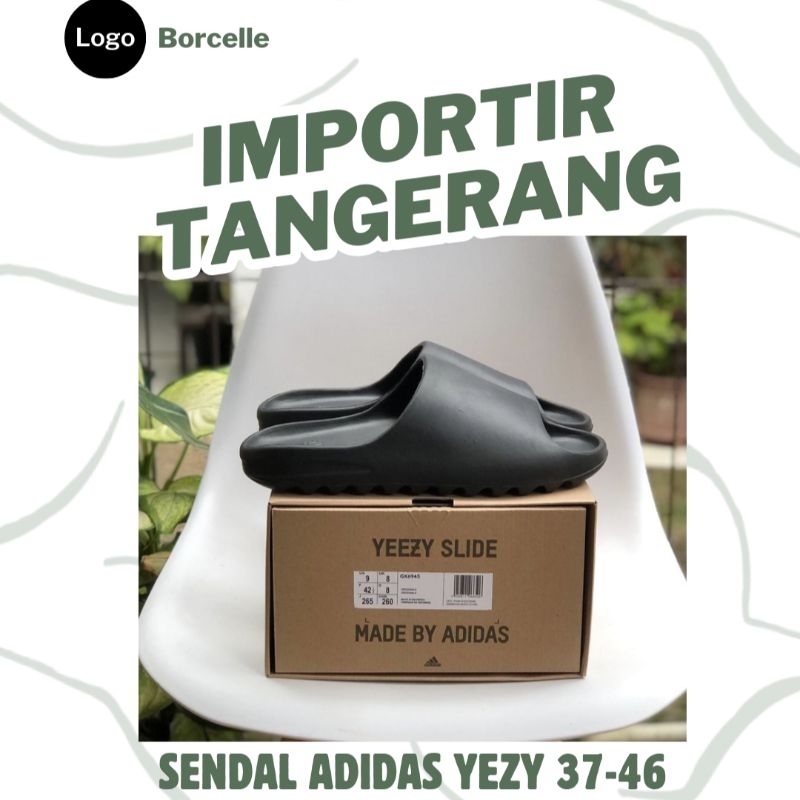 Jual SENDAL SLIDE PRIA HITAM POLOS Y3ZY SLOP FULL BLACK FULL PRES 37-46 ...