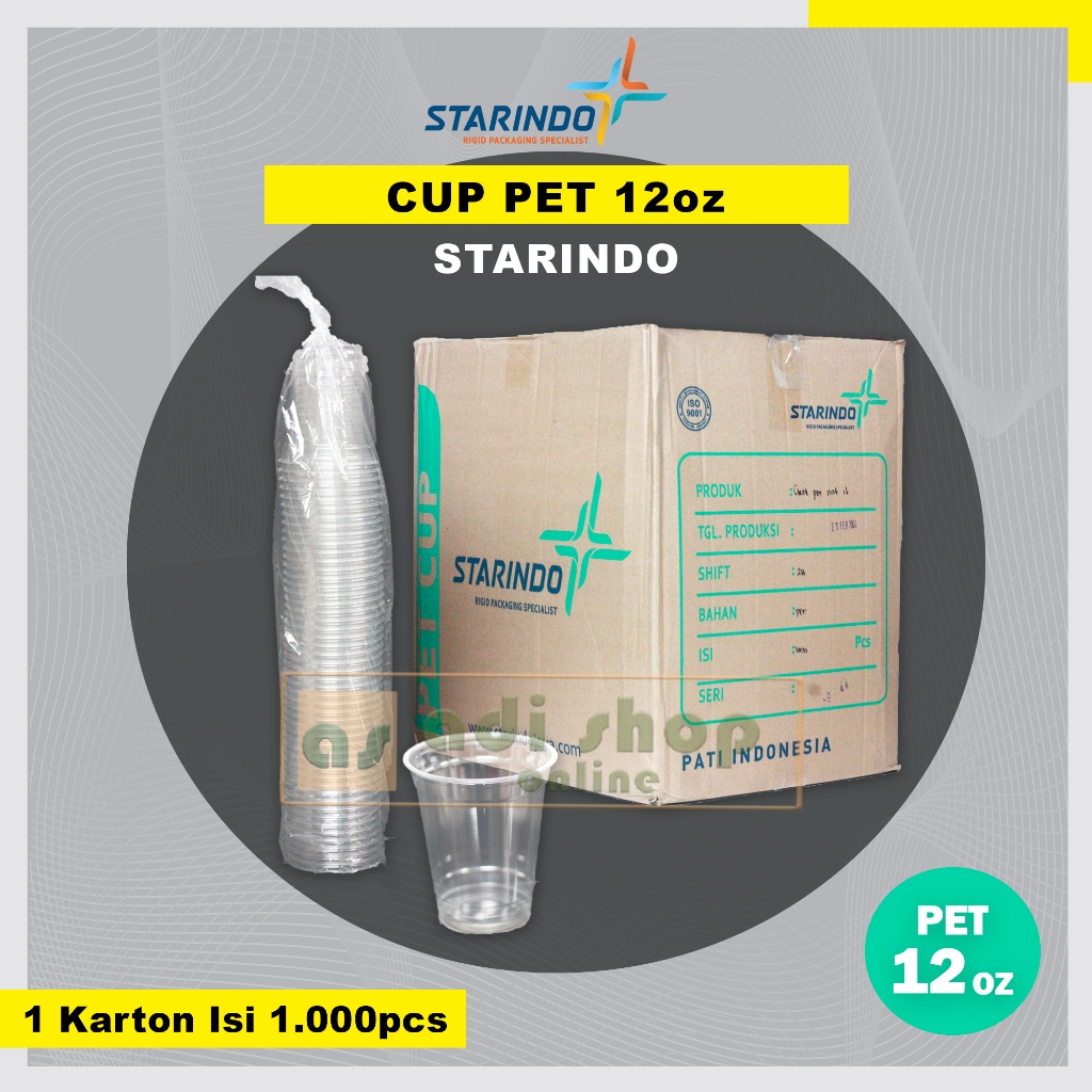 Jual Cup PET 12oz Datar Starindo / Gelas Plastik PET | Shopee Indonesia