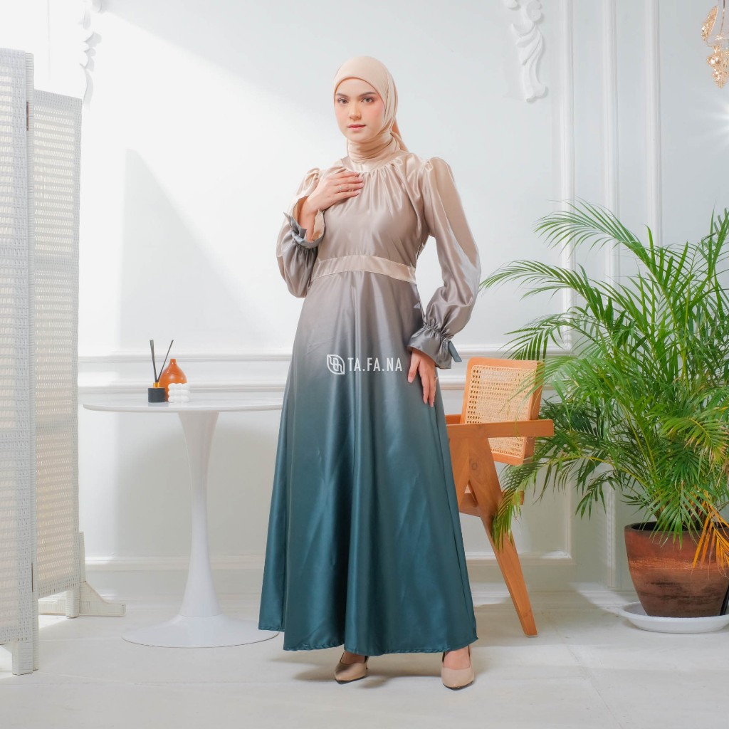 Jual TAFANA - Alina Dress Muslim Korea Bahan Silk | Gamis Polos | gamis ...