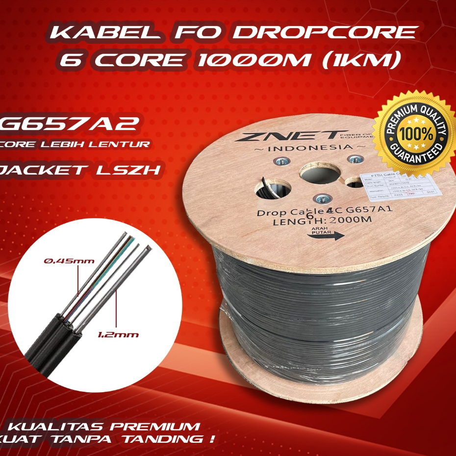 Jual KABEL FIBER OPTIC 6 CORE 3 SELING KAWAT 1000 METER DROPCORE DC 6 ...