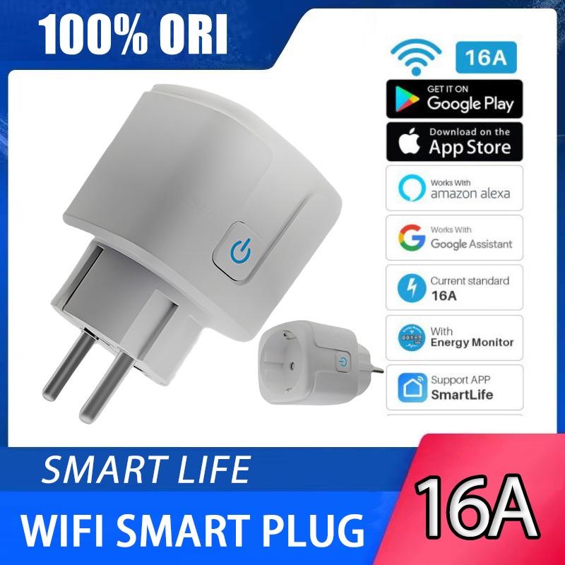 Jual Wireless WiFi Smart Plug Socket 16A with Colokan Energy Monitoring ...