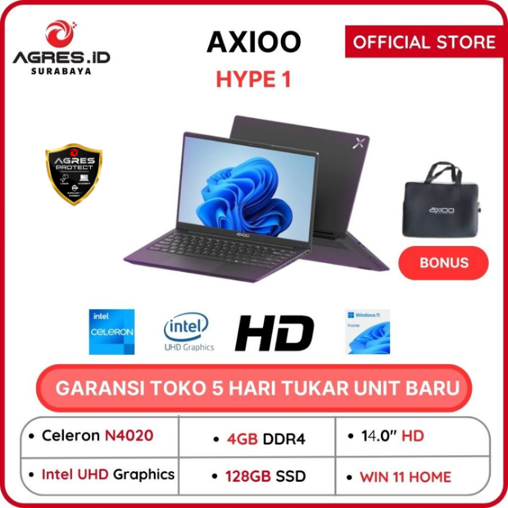 Jual AXIOO HYPE 1 Celeron N4020 RAM 4gb 128gb SSD 14.0 HD Windows 11 ...