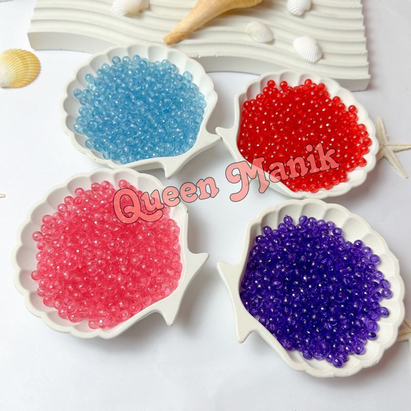 Jual ( 30gr ) Manik Mutiara Segi Kaca Uk-6mm - Manik Bulat Kaca 6mm ...