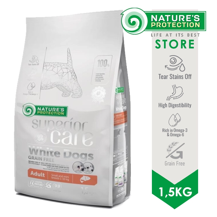 Jual Nature Protection White Dog Adult Salmon 1,5kg Nature's Protection ...
