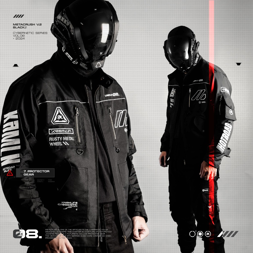 Jual KREMLIN Jacket Black Biker Cyberpunk Motor - METACRUSH V.2 - HITAM ...