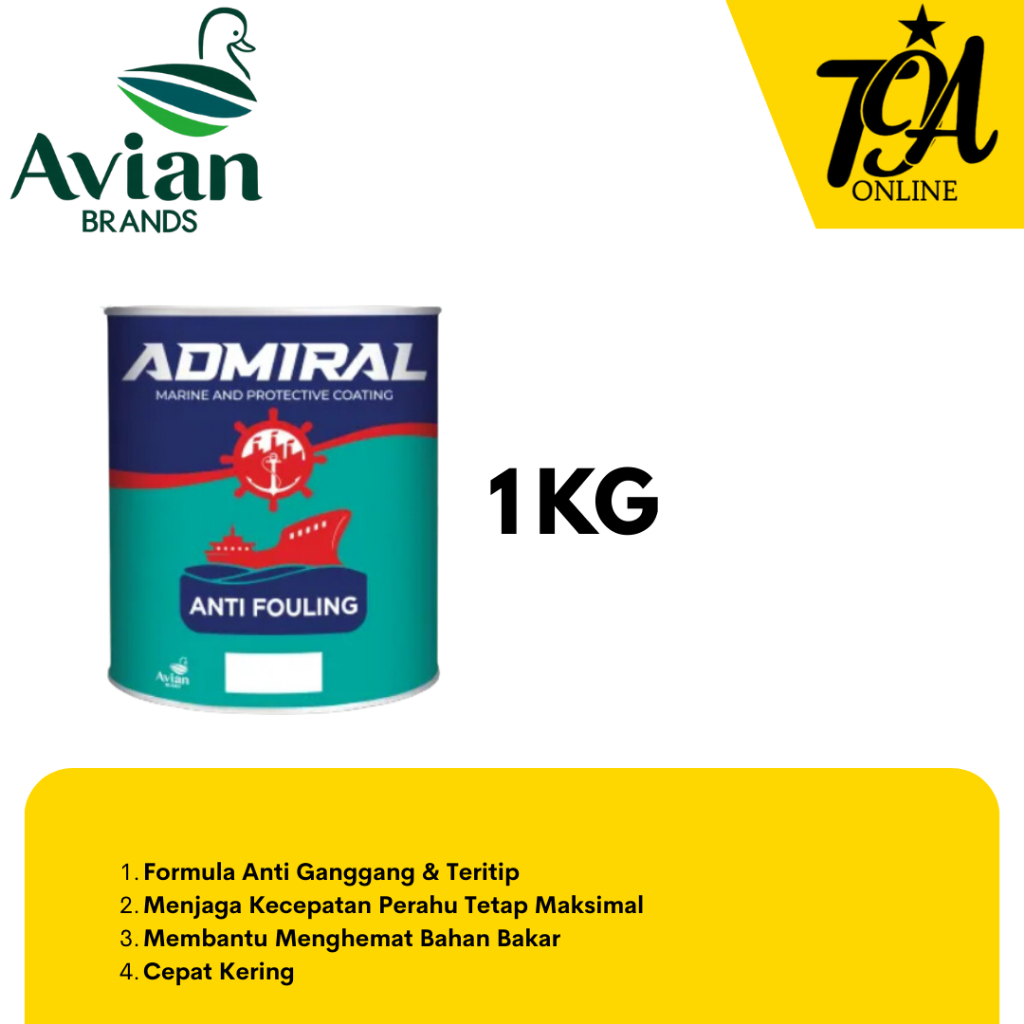 Jual Cat Kapal Anti Fouling Avian Brands Admiral Marine Coating Warna Merah Bata 1 KG | Shopee ...
