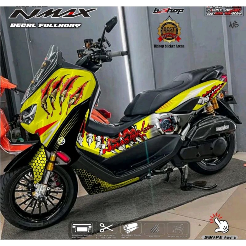 Jual stiker decal all new nmax full body motif cakar 3D warna kuning ...
