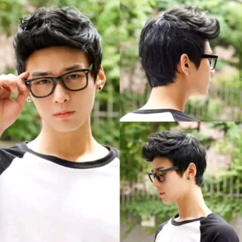 Jual Wig Pria Korea Rambut Pendek Gaya Mohawk Jambul Full Wig Rambut ...