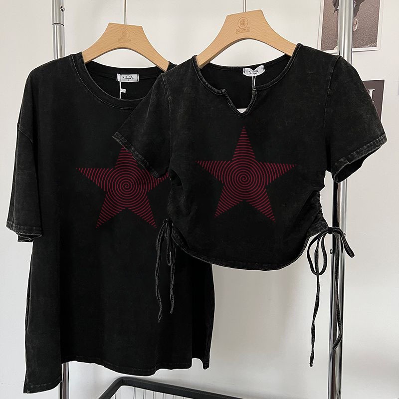 Jual Misco Washed T-shirt Crop Top Lengan Pendek Kaos Wanita Crop Top ...