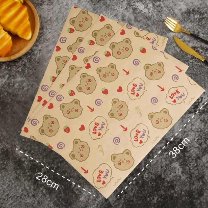 Jual 25pcs kertas roti motif/ wax paper/ baking paper/ kertas burger ...