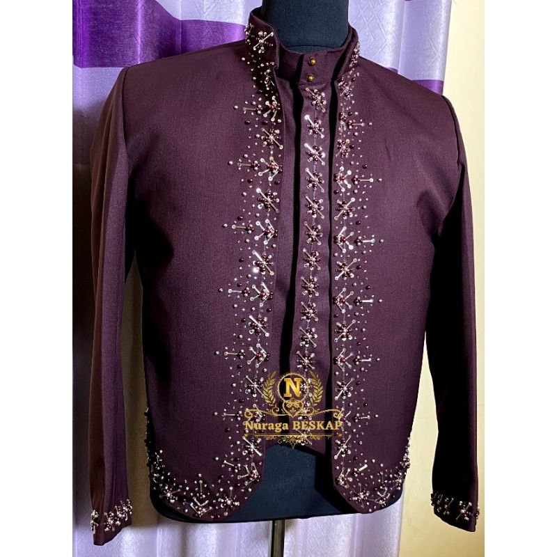 Jual beskap jawa / beskap solo ungu burgundy | Shopee Indonesia