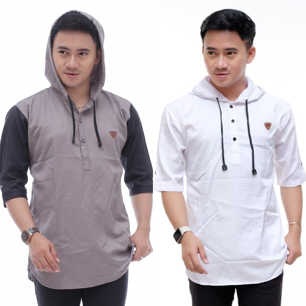 Jual Baju Koko Kurta Pakistan Model Lengan 3/4 & Hoodie Tudung Pria ...