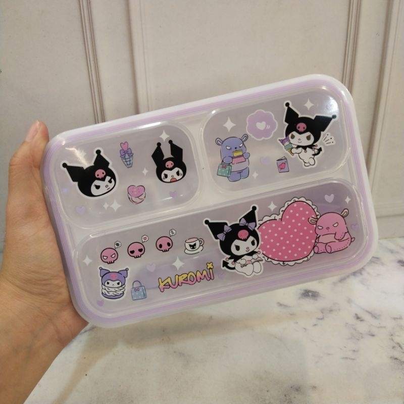 Jual KOTAK MAKAN 3 SEKAT LUNCH BOX DAN BOTOL MINUM SET 6018 MOTIF KUROMI, CHINAMONROLL, MY ...
