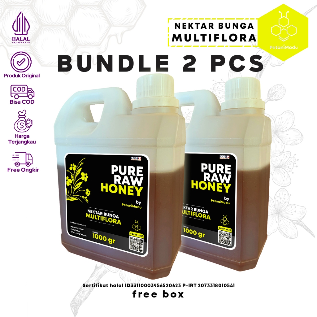 Jual 2 Pcs - Madu Asli Murni Nektar Multiflora 100% Original | Pure Raw ...