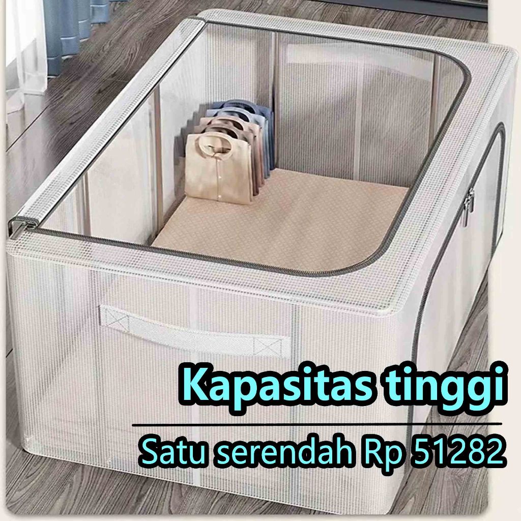 Jual 110L / 66L storage box Kotak penyimpanan lipat Storage Serbaguna Storage Box Transparan ...