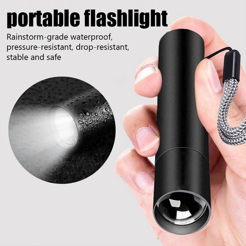 Jual Senter LED mini flashlight Lampu Senter Led Mini Portable Super Terang Jarak Jauh Usb ...