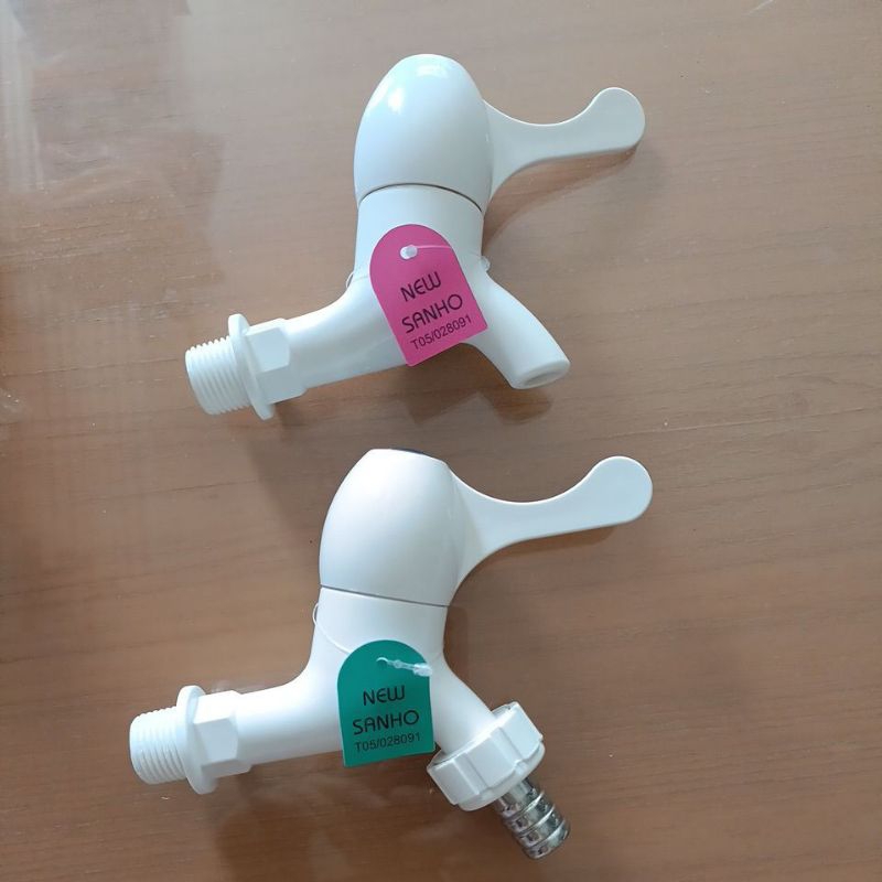 Jual Kran tembok engkol New Sanho / kran plastik engkol New Sanho ...