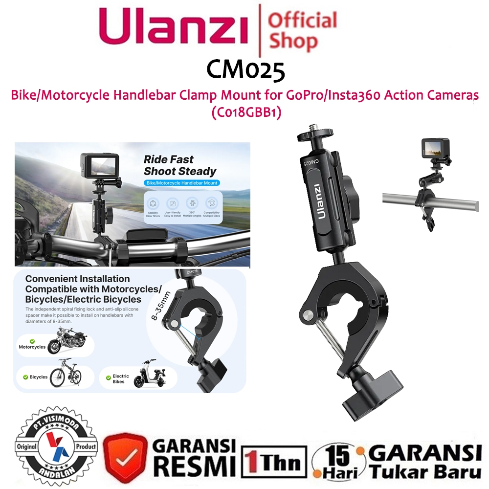 Jual Ulanzi CM025 Bike/Motorcycle Handlebar Clamp Mount for GoPro/Insta360 | Shopee Indonesia