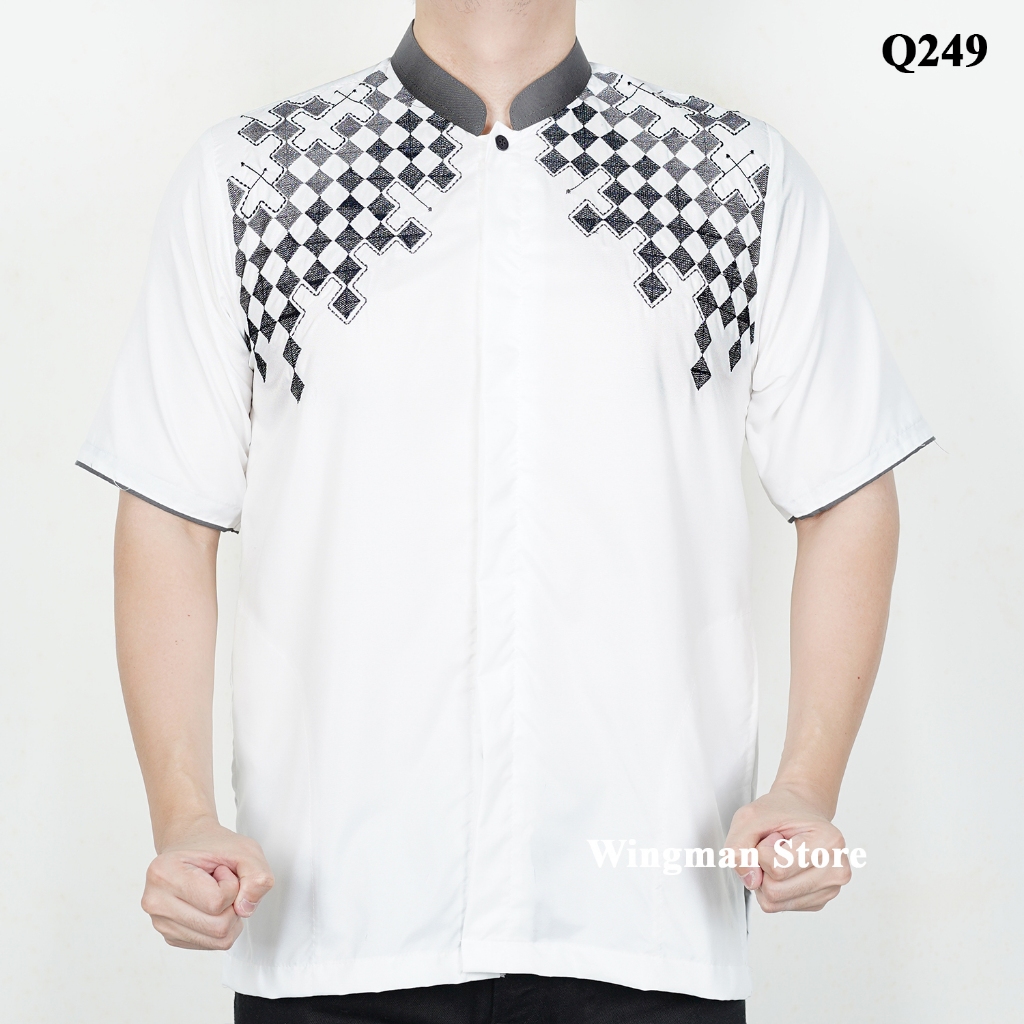 Jual Baju Koko Muslim Pria Bordir Monochrome | Shopee Indonesia