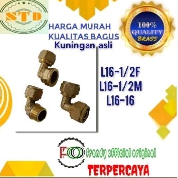 Jual knie keni knee elbow kuningan drat L sambung L16 soket pipa air ...