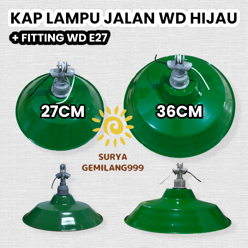 Jual Kap Lampu Jalan Hijau Minimalis Kap WD E27 Dan Fiting Gantung E27 Murah | Shopee Indonesia