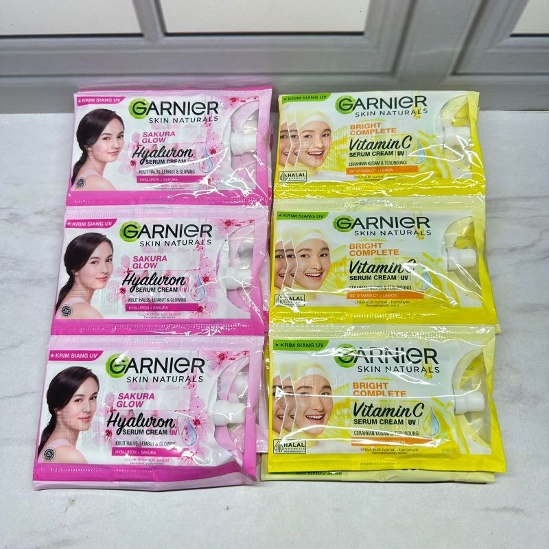 Jual 12 sachet garnier skin naturals uv cream bright complete/ sakura ...