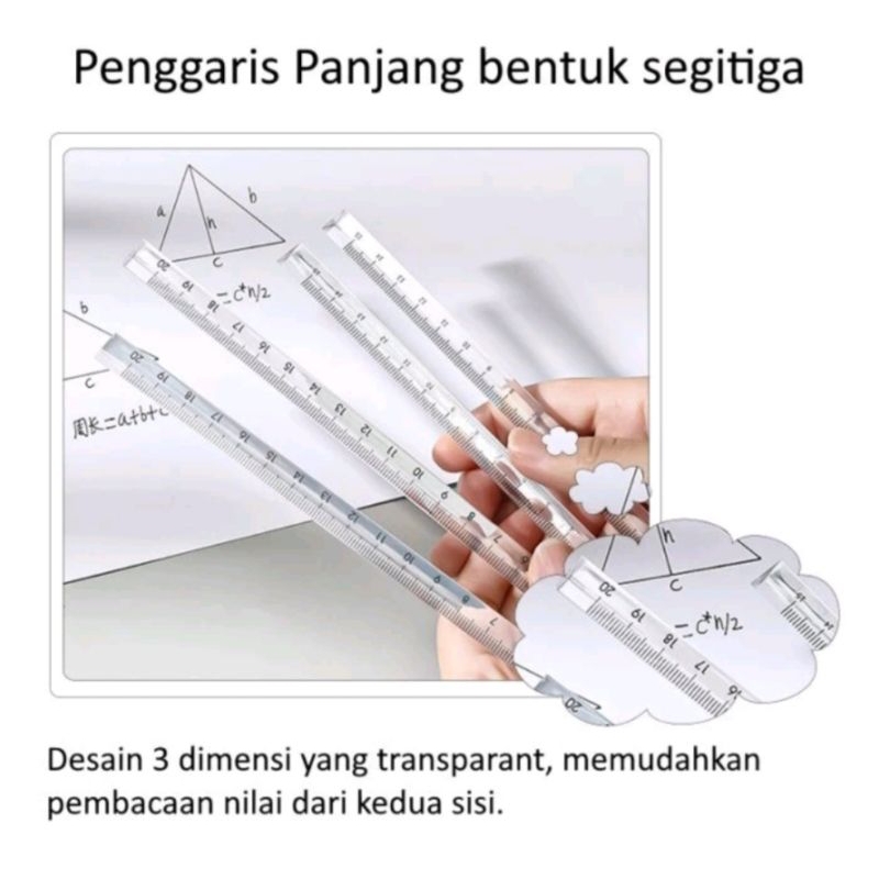 Jual penggaris segitiga transparan,penggaris prisma segitiga transparan ...
