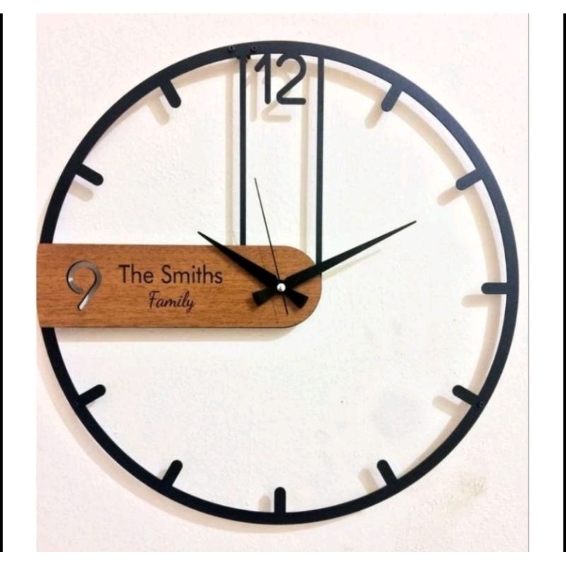 Jual jam dinding besi kombinasi kayu diameter 60 cm | Shopee Indonesia