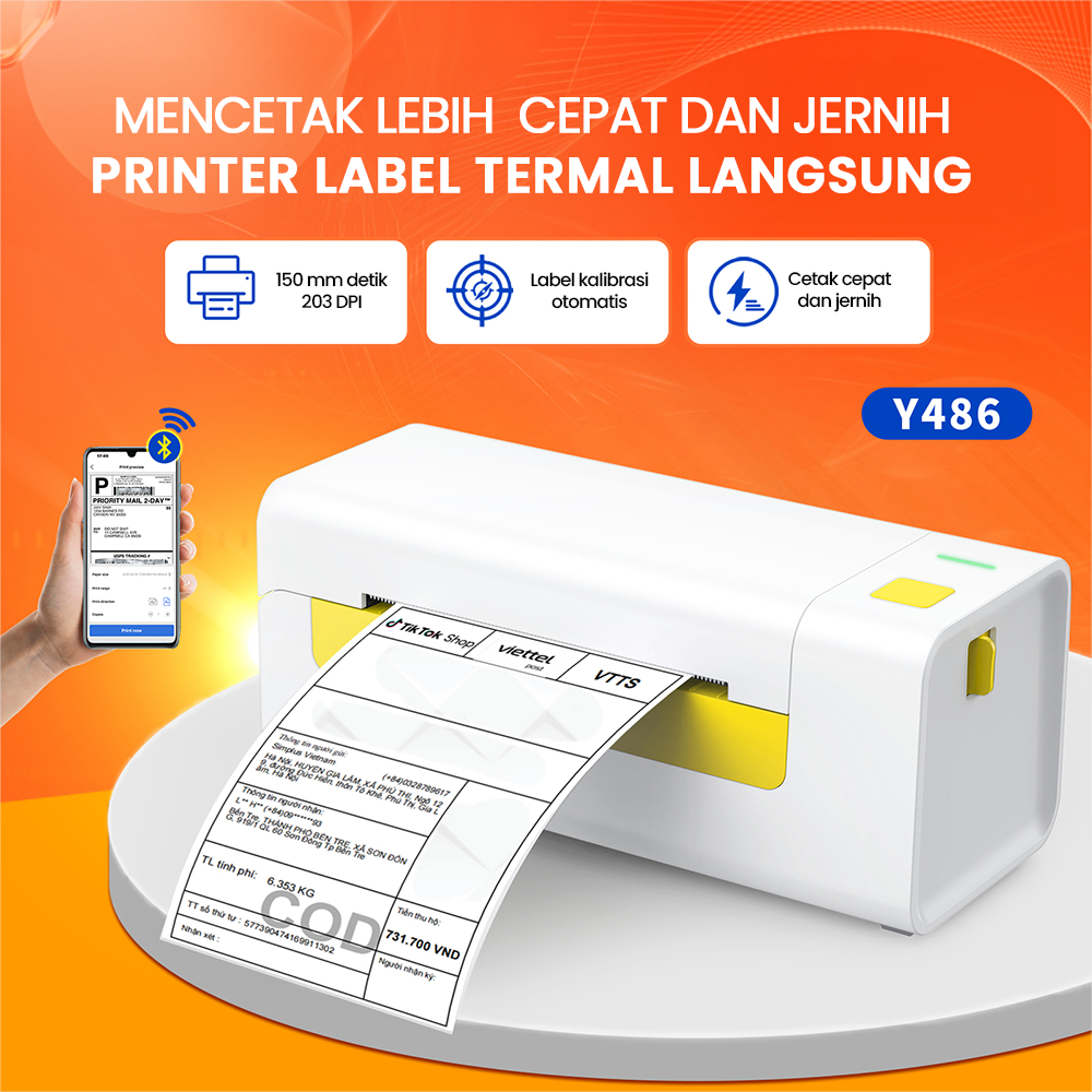 Jual [GRATIS Kertas Label 15 Lembar] Printer Termal SharpFox Y486BT ...