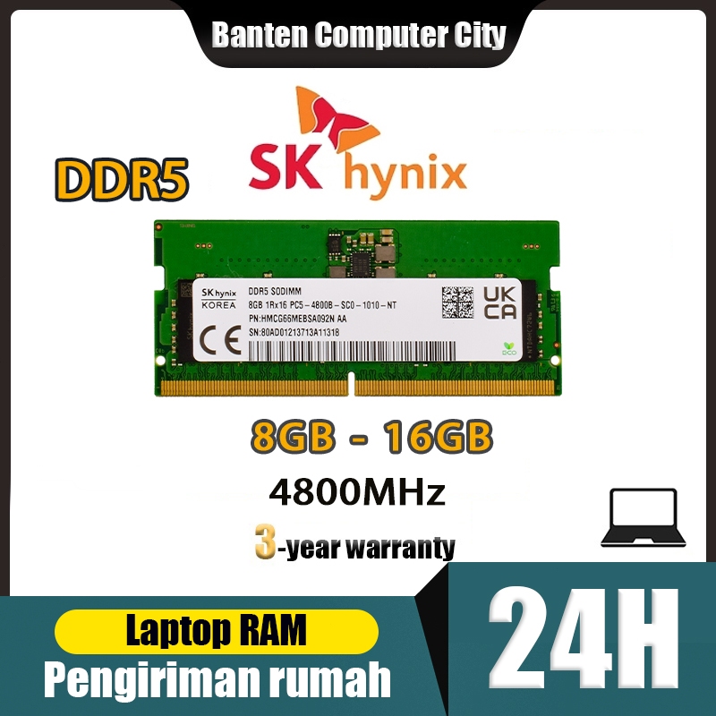 Jual Pengiriman Jakarta Notebook Ram DDR5 SK hynix 8GB 16GB 4800MHz SO-DIMM 262pin for Memori ...
