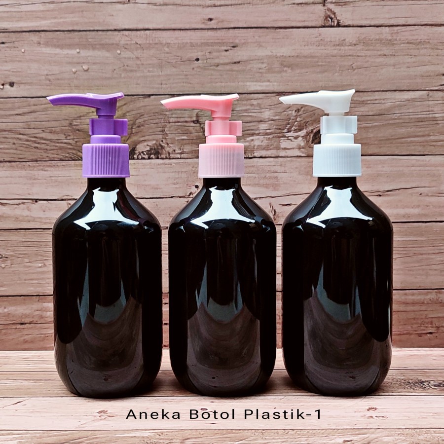 Jual Botol Pump 300ml Hitam Glossy / Botol Kemasan Sabun Cair 300 Ml Pump Clip Lok Plastik Pet ...