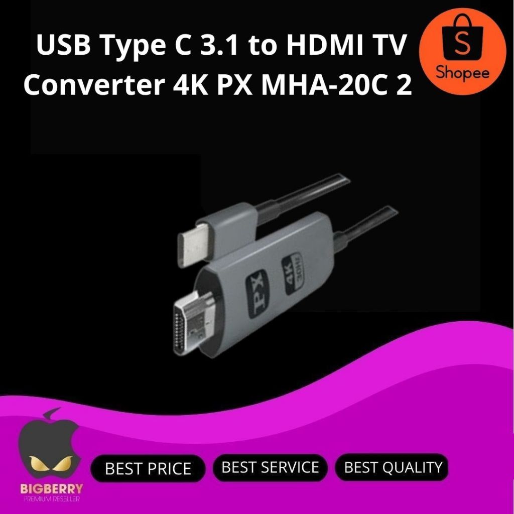Jual Kabel MHL USB Type C 3.1 to HDMI TV Converter 4K PX MHA-20C 2 ...