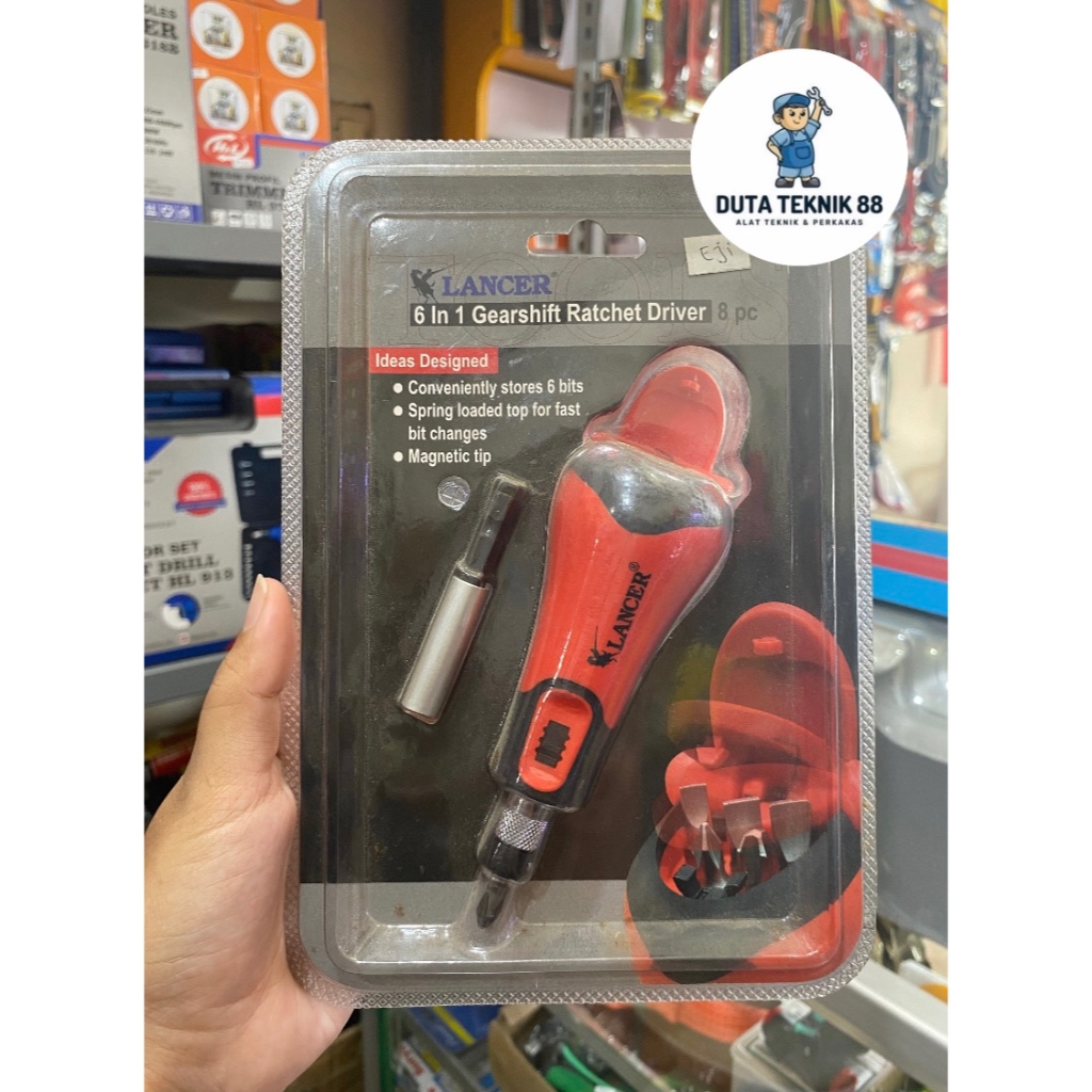 Jual Obeng Rachet Set 8 Pcs LANCER / 6 in 1 Gearshift Ratchet Driver ...