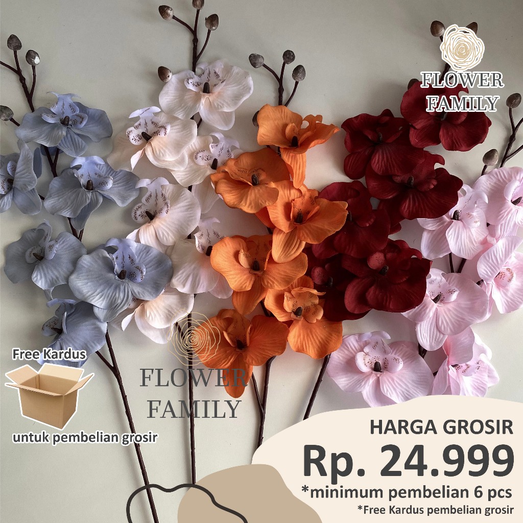 Jual Flower Family - [6 Cabang] BUNGA ANGGREK 6 KUNTUM / ARTIFICIAL ...